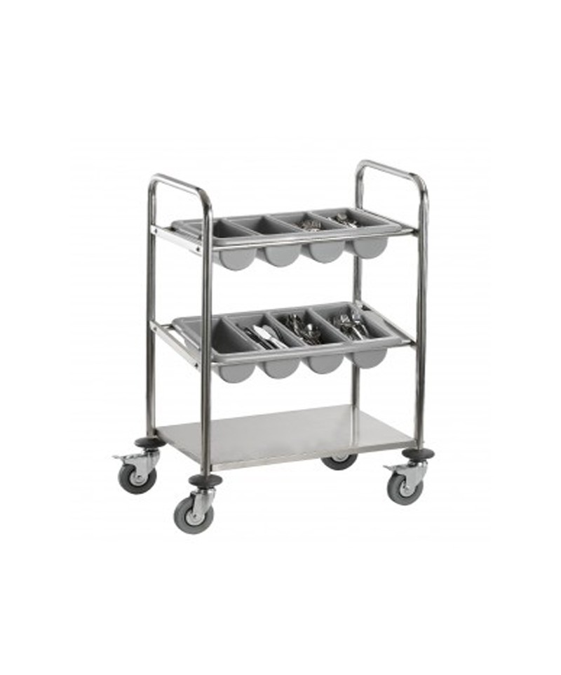 Chariot a couverts en inox INES