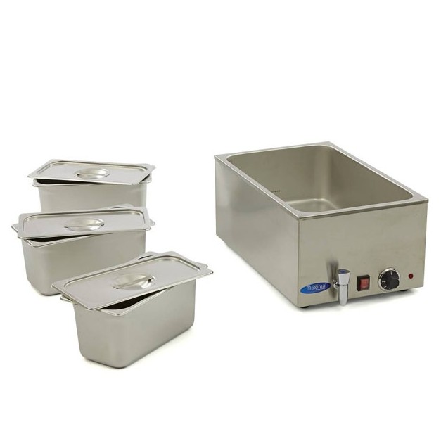 Bain Marie - avec robinet - incl 3 x 1/3 GN set - électrique