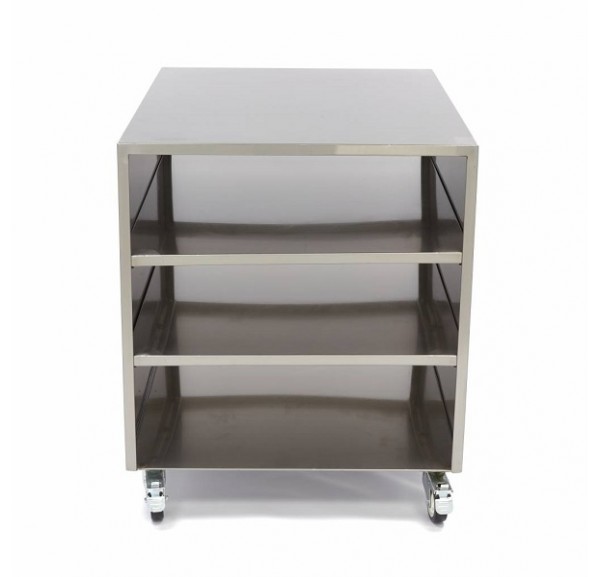 Table en inox sur roues 60 x 60 cm