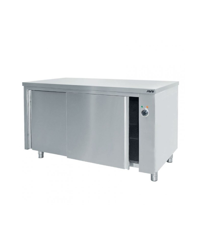 Table armoire inox 700 chauffante avec portes coulissantes SARO