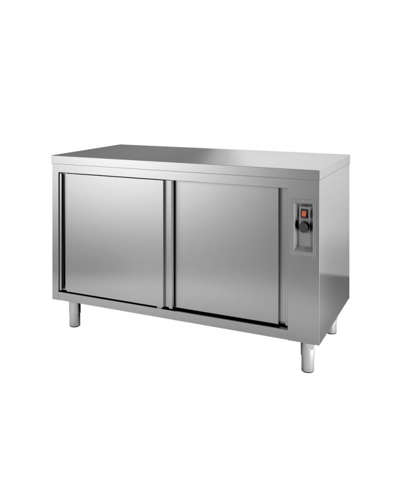 Table armoire inox chauffante 700 avec portes coulissantes Combisteel