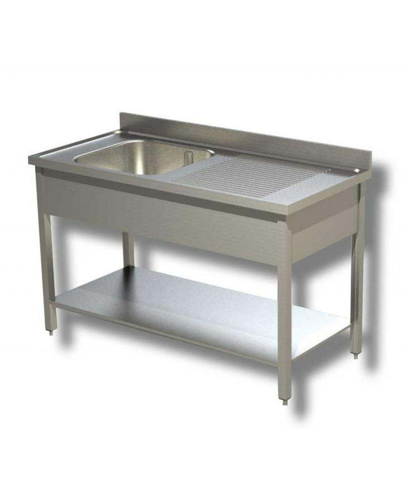 Plonge avec bac a gauche et étagere basse Prof 600