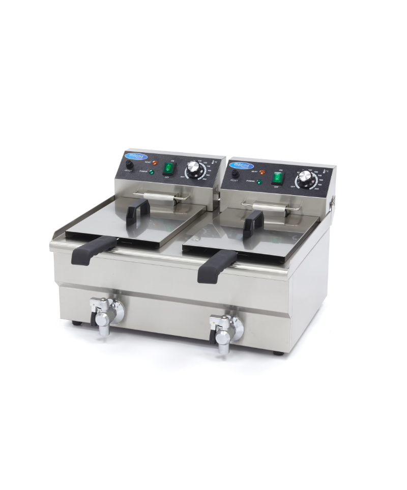 Friteuse Professionnelle 2x10L Inox avec Vidange – Spéciale CHR