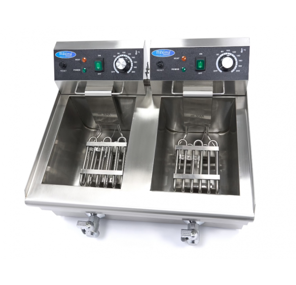 Friteuse pro double 2 x 13L avec vidange – Inox robuste CHR