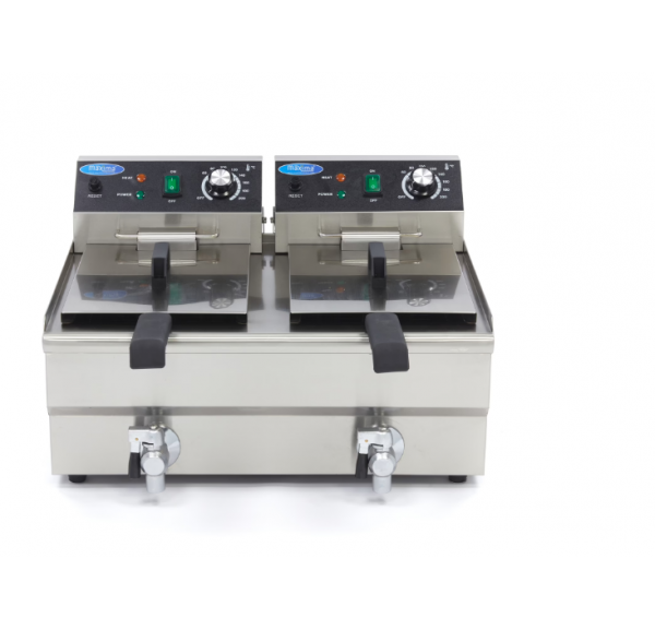 Friteuse pro double 2 x 13L avec vidange – Inox robuste CHR