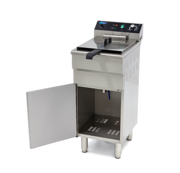 Friteuse professionnelle 16L sur meuble avec robinet de vidange – 3000W ...