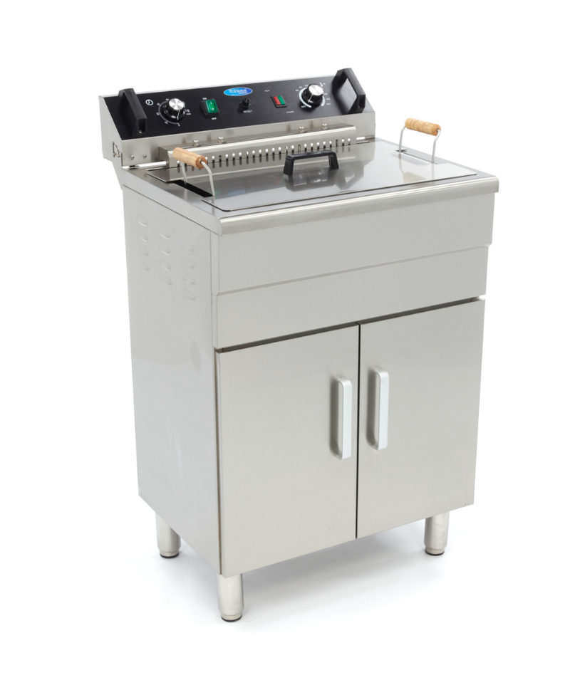 Friteuse - 30 L - 1 panier - avec robinet de vidange et support